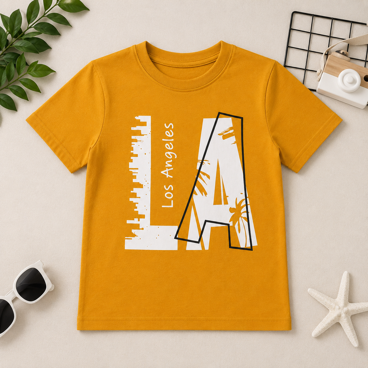 Boys Mustard Yellow LA Graphic Print T-Shirt – Joy Juniors